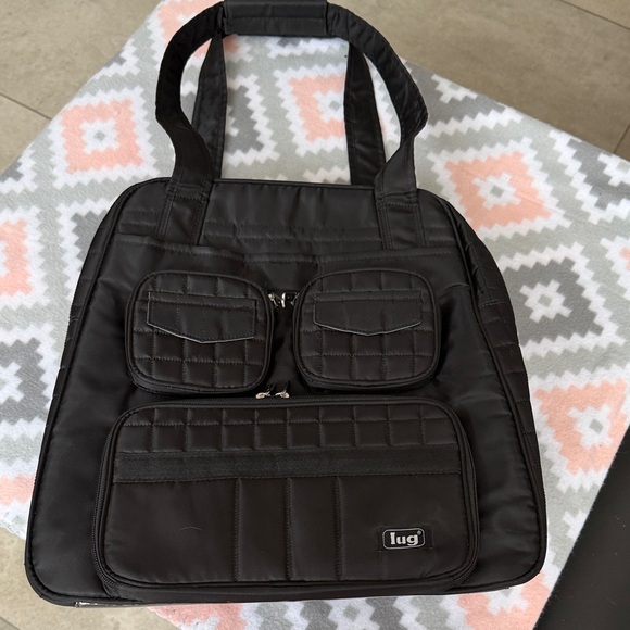 lug | Bags | Lug Black Quilted Nylon Puddle Jumper Tote Large Size ...